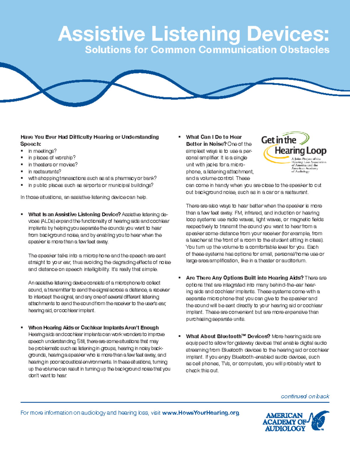 Assistive Listening Devices - For more information on audiology and ...