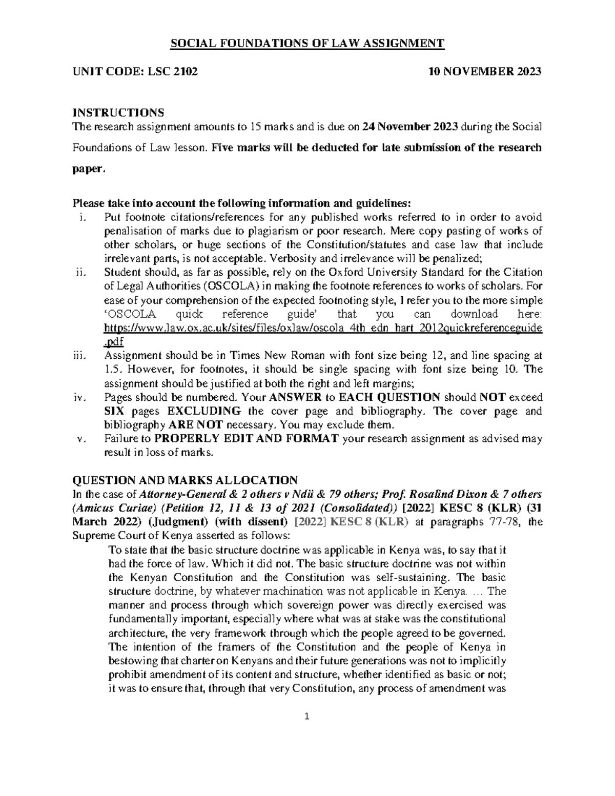 Social Foundations OF LAW - Research Assignment - 1 SOCIAL FOUNDATIONS ...