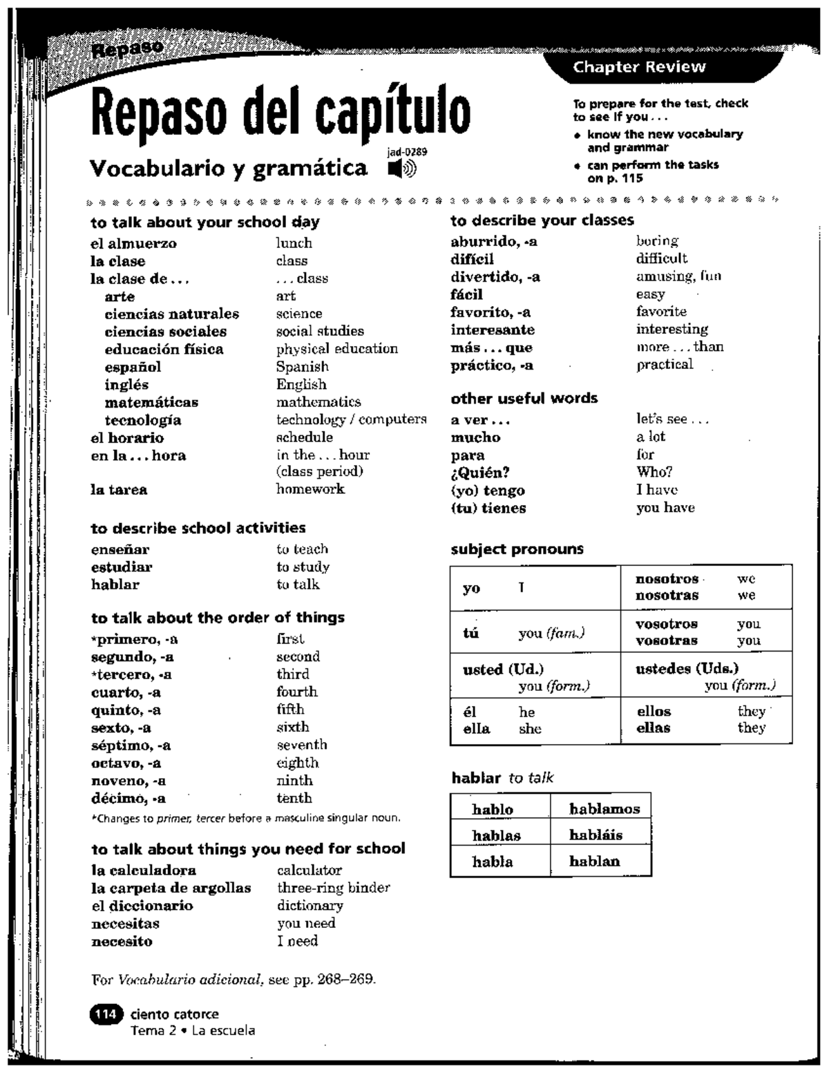 Ch 2a vocab list - Lec Notes 2023 - SPAN 001 - Studocu