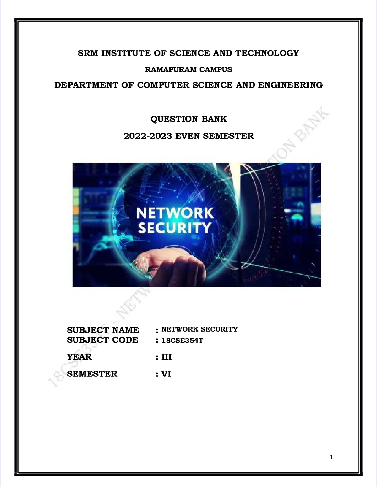 Pdf-18cse354t-network-security-question-bank compress - SRM INSTITUTE ...