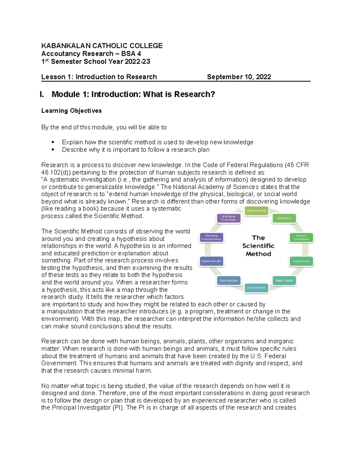 Lesson 1 Module 12 - good for studying when examinations - KABANKALAN CATHOLIC COLLEGE ...