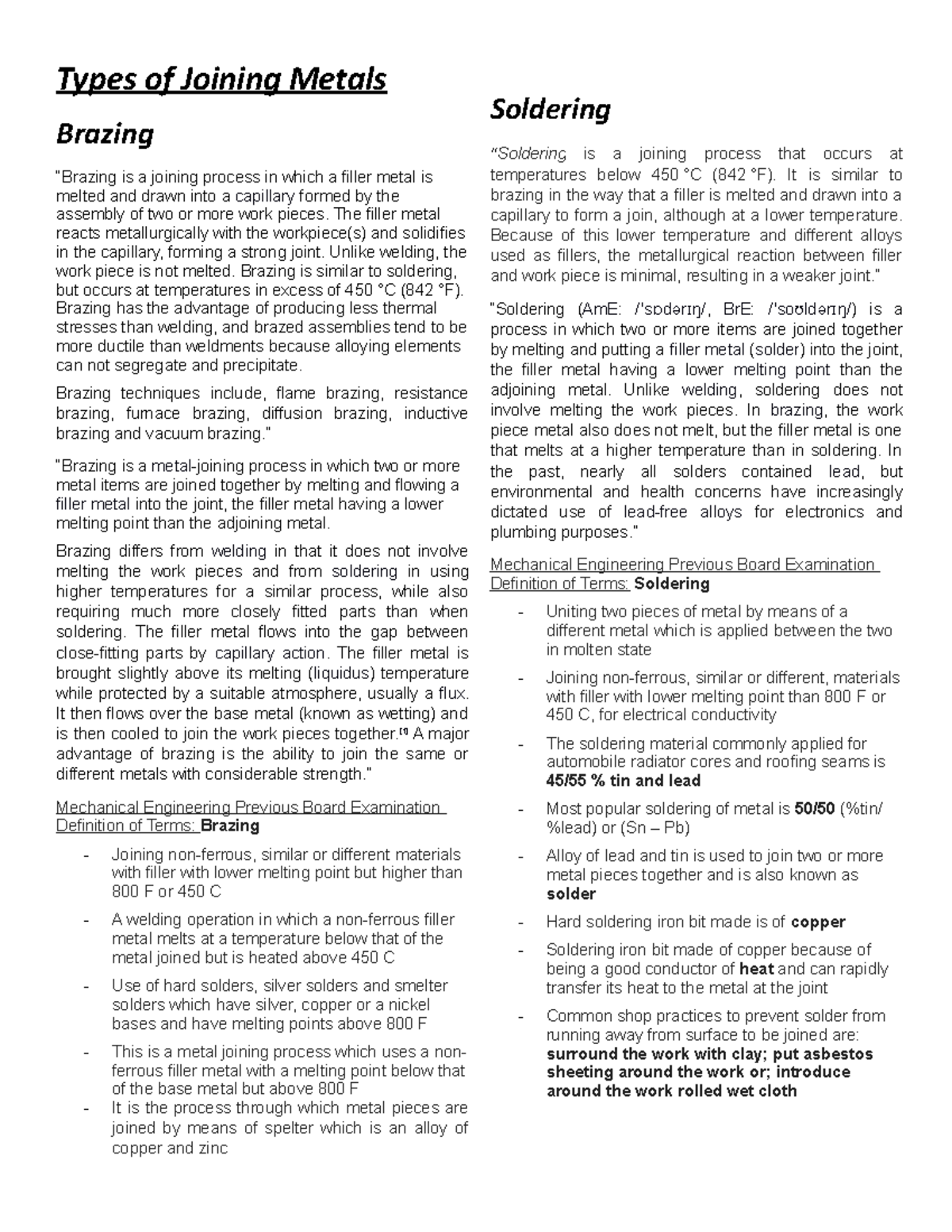 1 Joining of Metals: Welding, Riveting, Brazing, Soldering - Types of ...