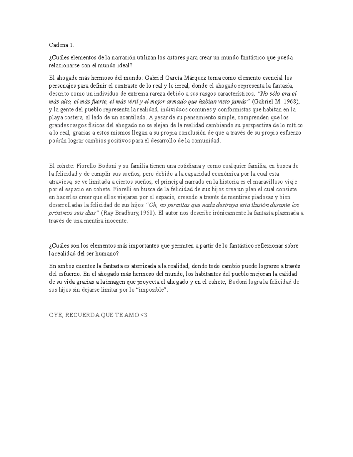 Cadena 1 - adasdasd - Cadena 1. ¿Cuáles elementos de la narración ...