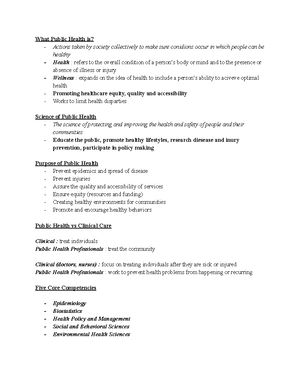 Public health - hlth 2000 notes pt 1 - Wellness is achieved when ...