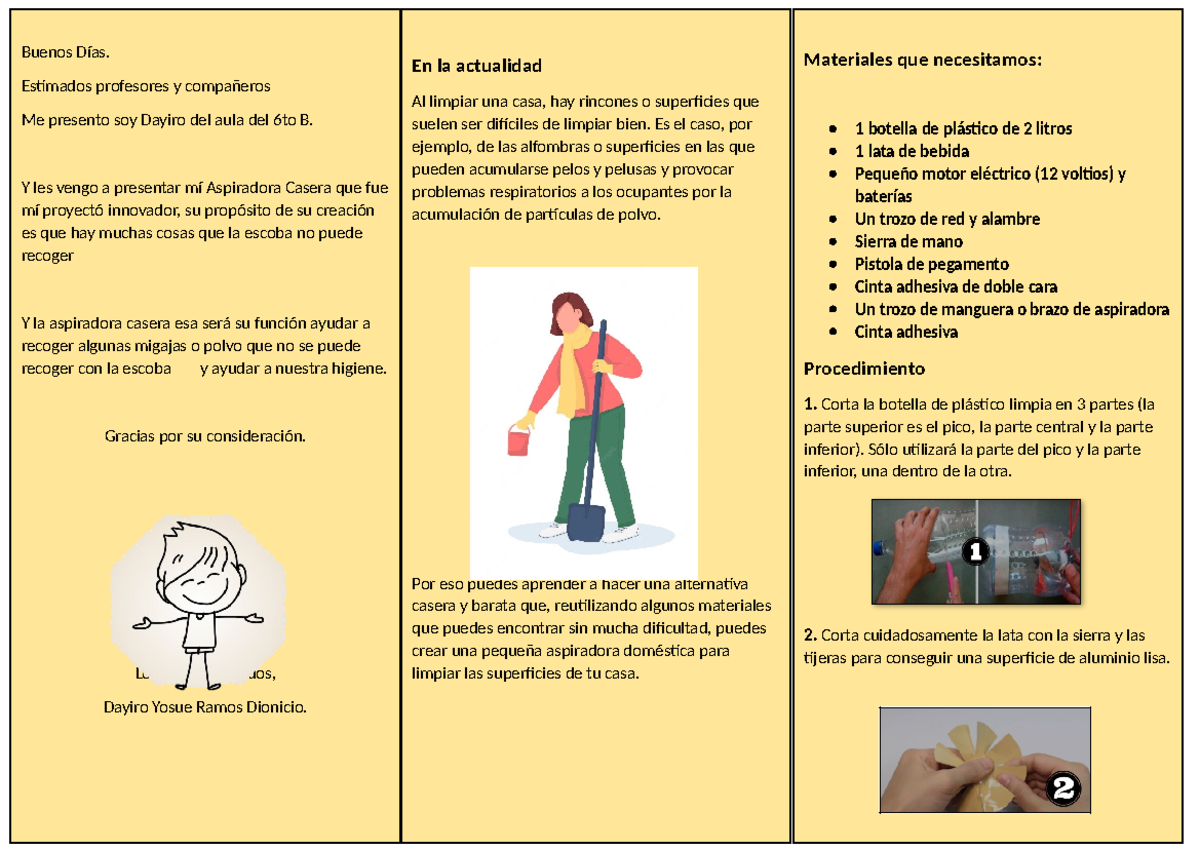 2ra parte triptico - adsadas - Buenos Días. Estimados profesores y compañeros Me presento soy ...