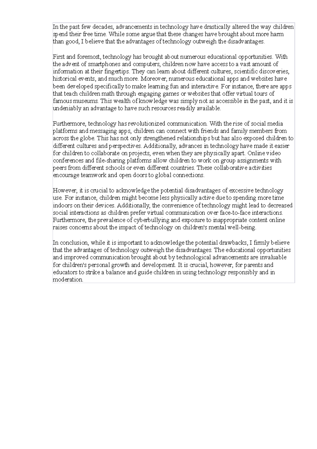 In the past few decades - essay - In the past few decades, advancements ...