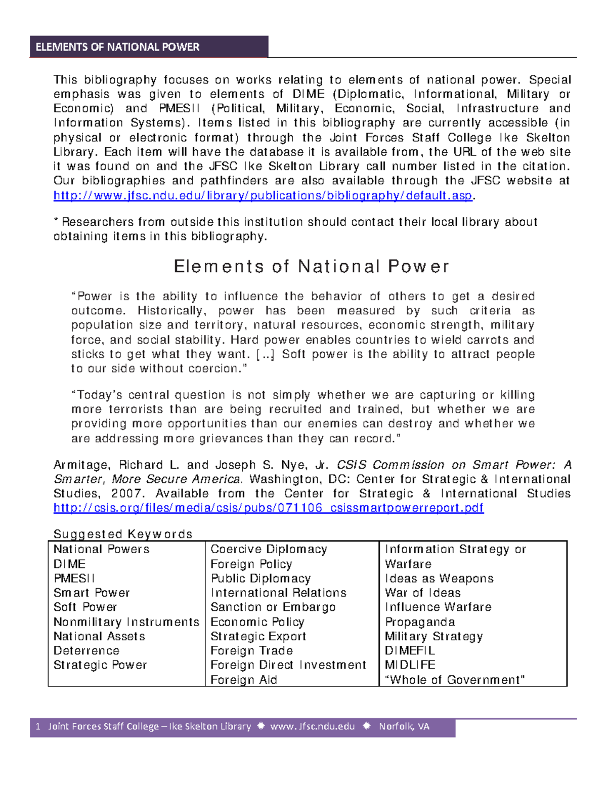 Elements of National Power - ELEMENTS OF NATIONAL POWER This ...