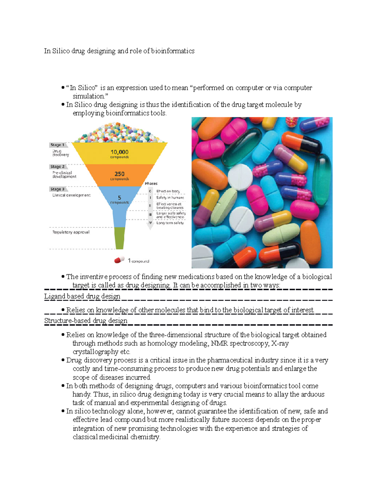 In Silico drug designing and role of bioinformatics - ” In Silico drug ...