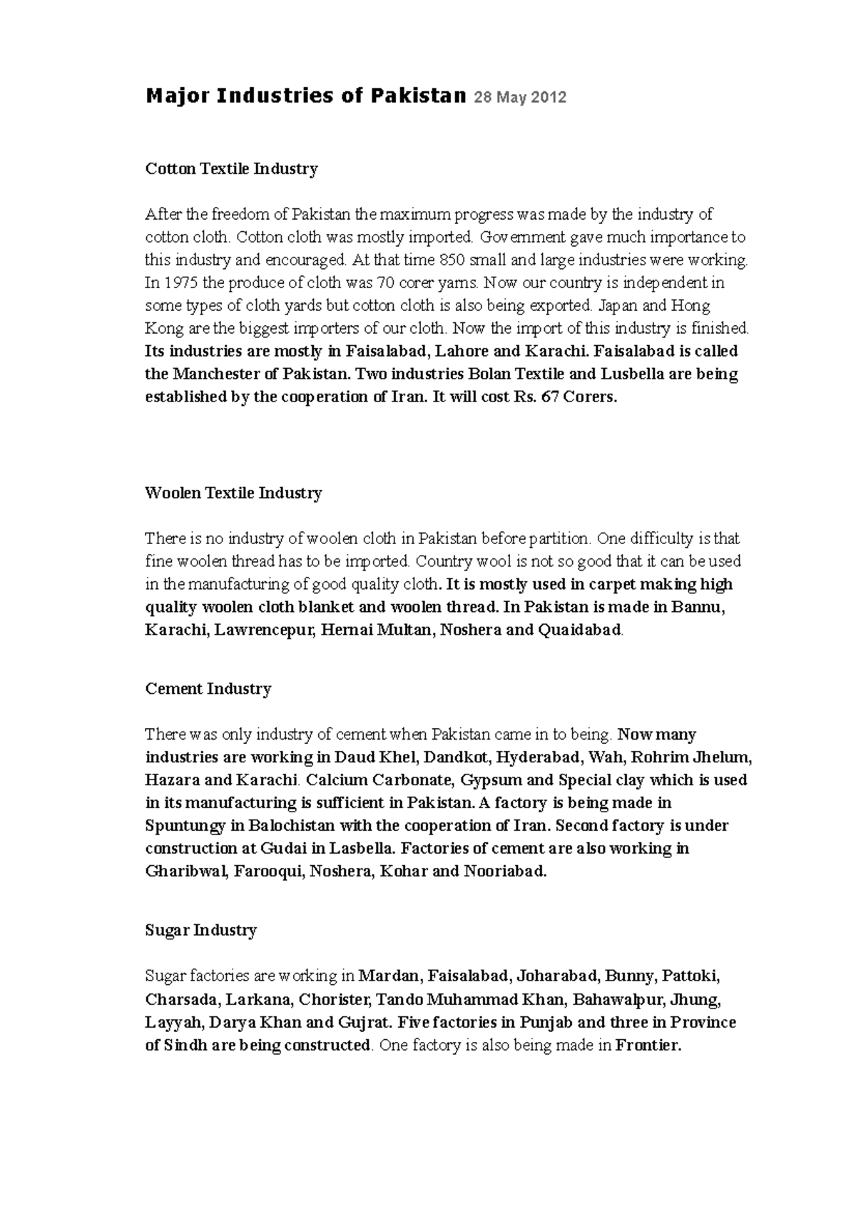 101311691 Major Industries of Pakistan - Major Industries of Pakistan ...