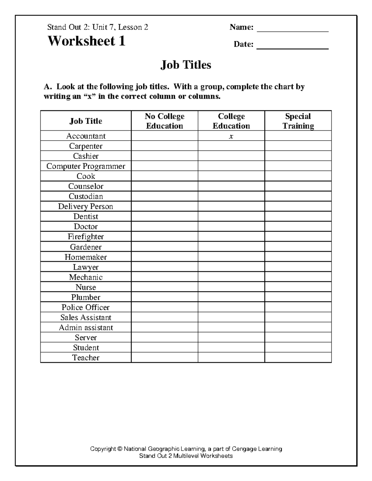 Book 2 unit 7 lesson 2 worksheets - Worksheet 1 Date: Copyright ...