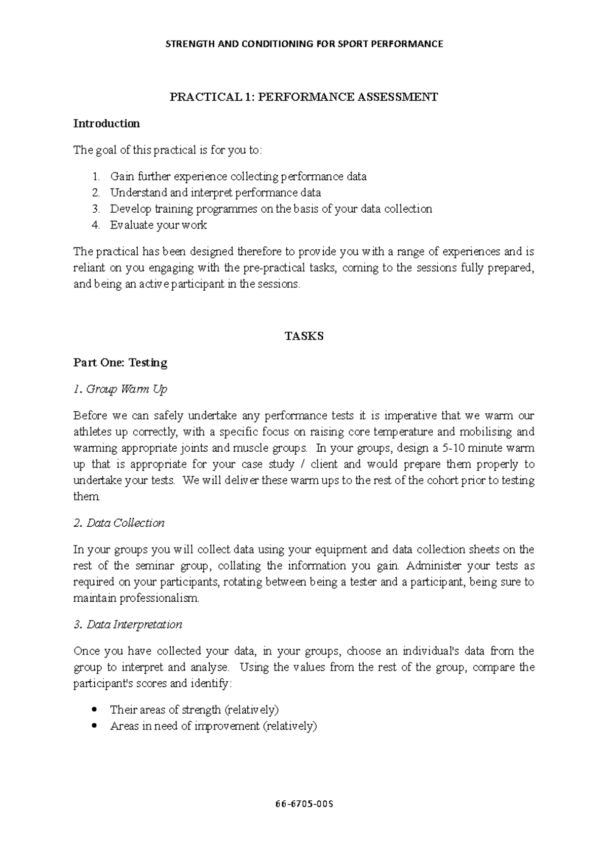 Performance Assessment - STRENGTH AND CONDITIONING FOR SPORT ...
