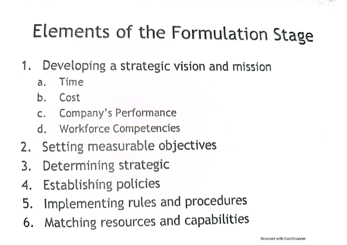 Tools of the formulation stage - Managerial Economics - Studocu