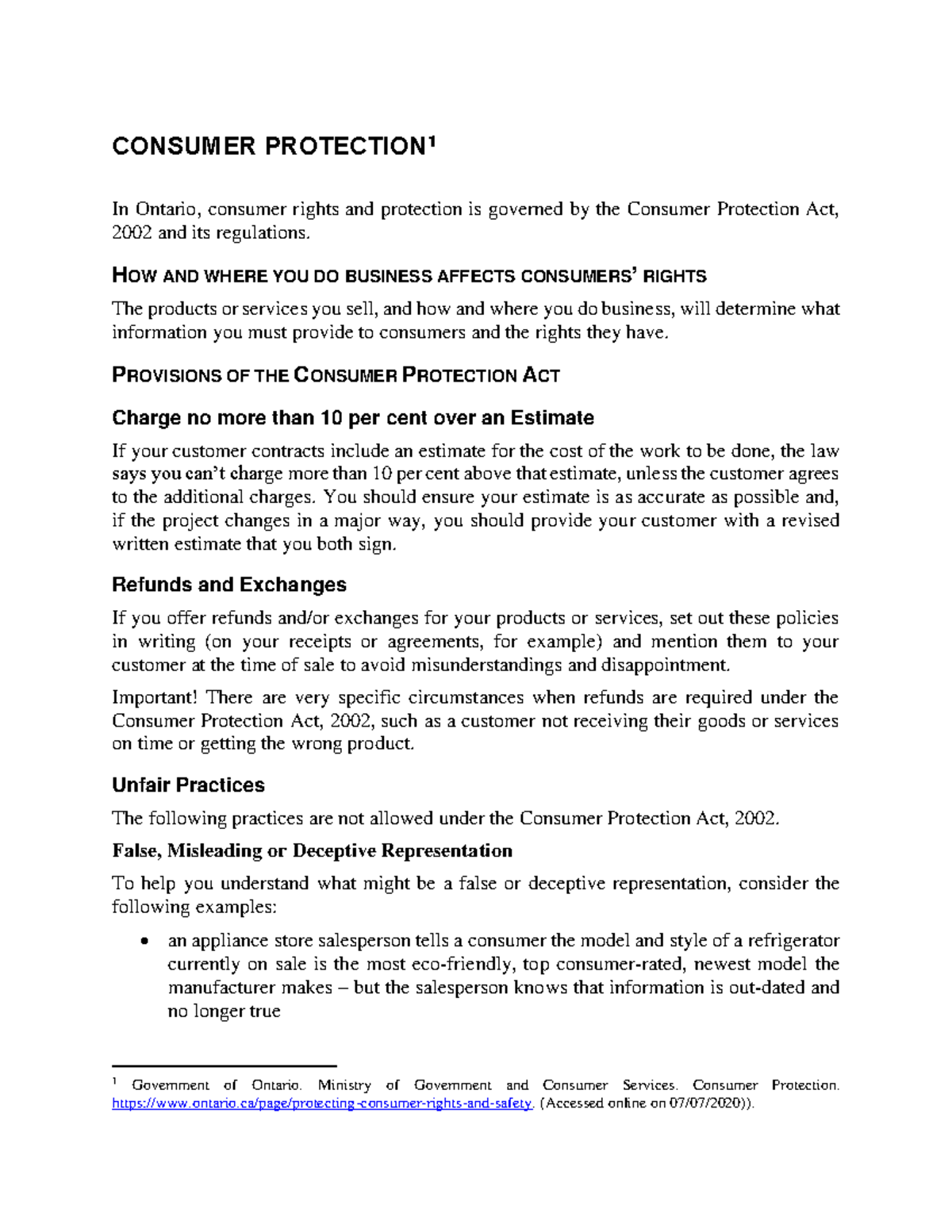 Consumer Protection & Entrepreneurship - EPM-2173 - Lambton College ...