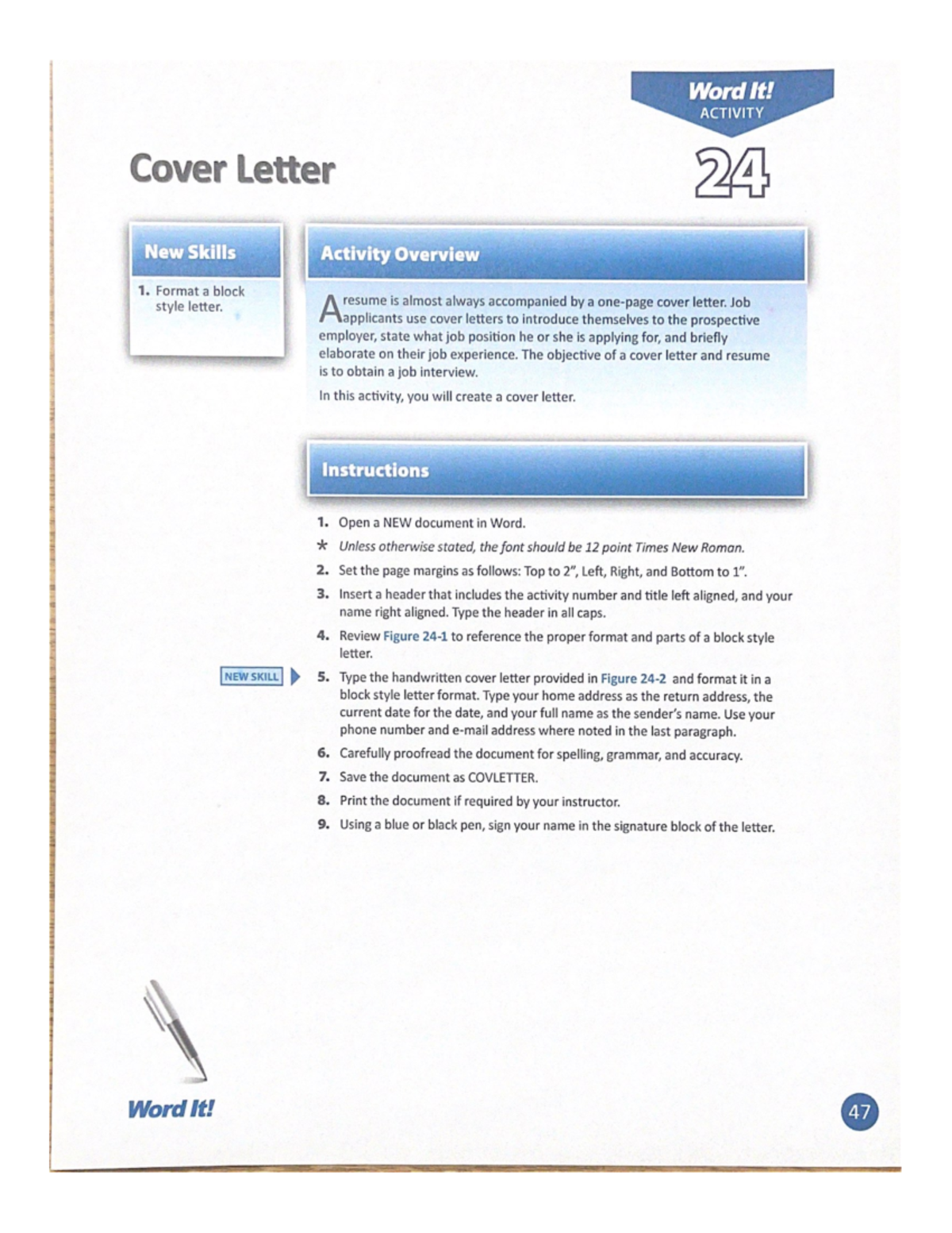 Word It Activity 24 Cover Letter - Word It! ACTIVITY Cover Letter 24 ...