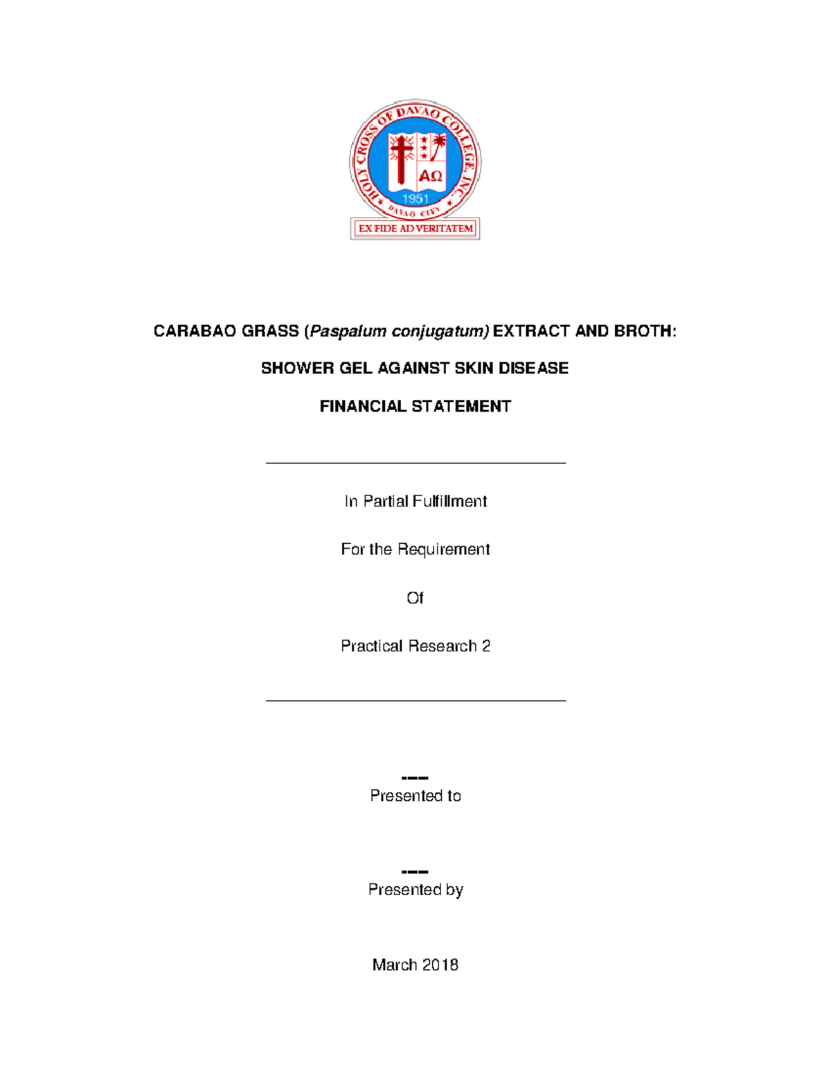 Research Financial Statement & Accomplishment Report - CARABAO GRASS ...