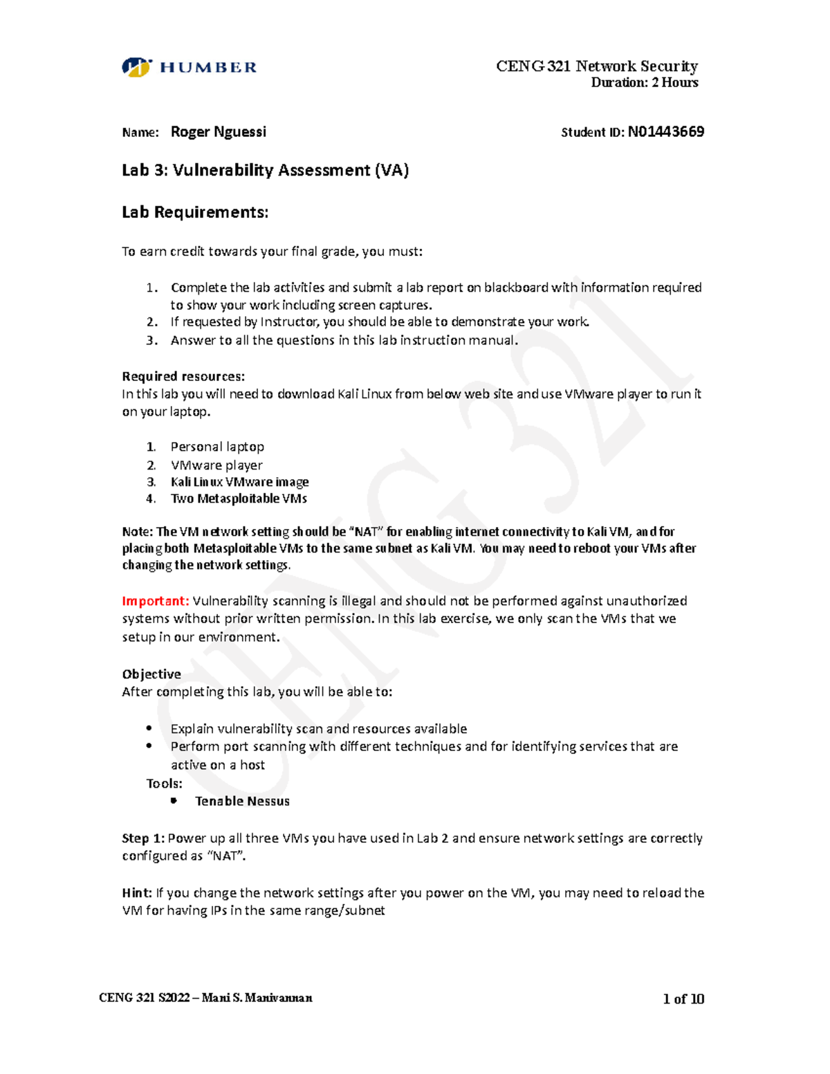Vulnerability Assessment - Complete the lab activities and submit a lab report on blackboard ...