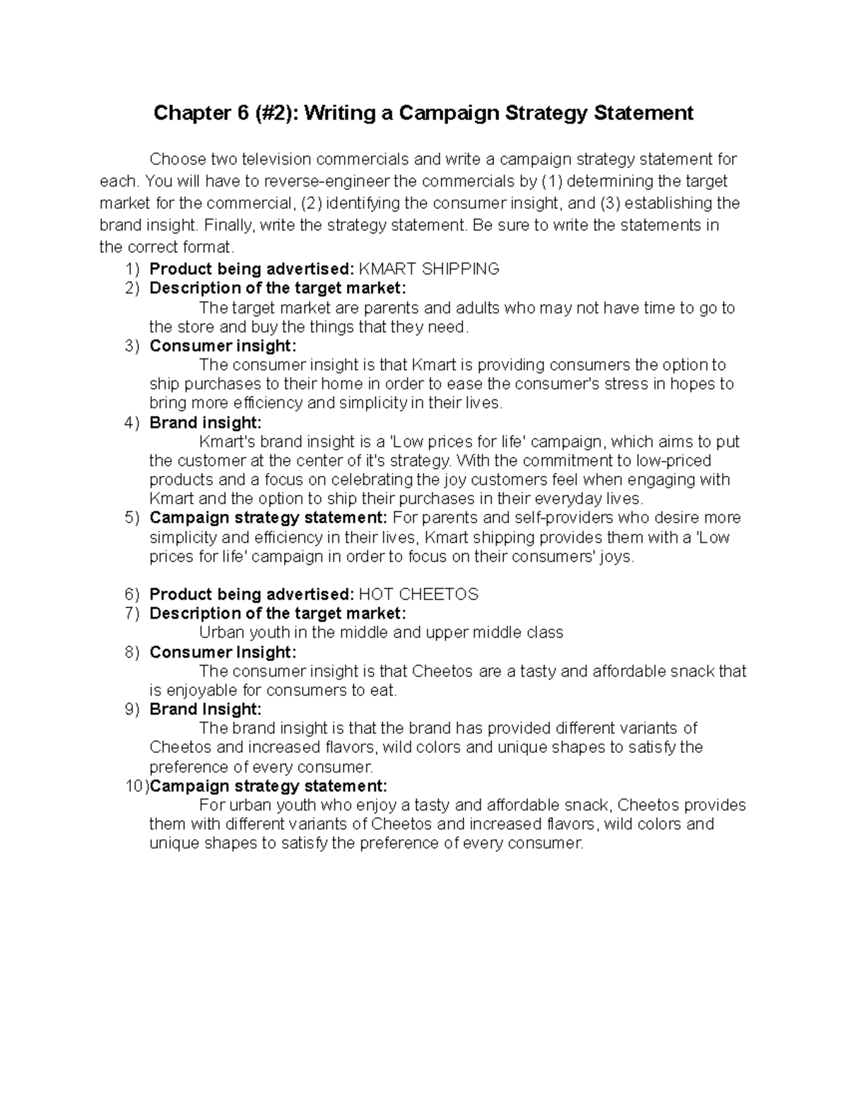 COMMS 230 Chapter 6 Writing a Campaign Strategy Statement - Chapter 6 (#2): Writing a Campaign ...