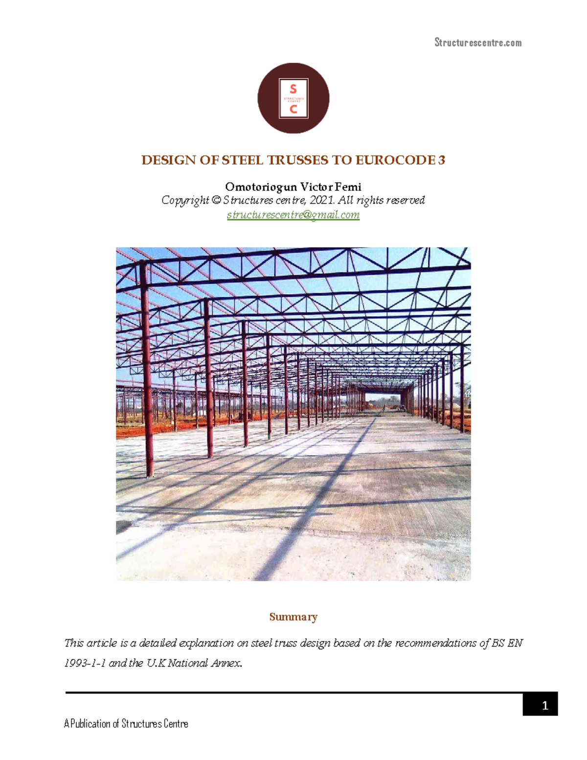 Designing a Steel Trusses to EC3 - 1 DESIGN OF STEEL TRUSSES TO ...