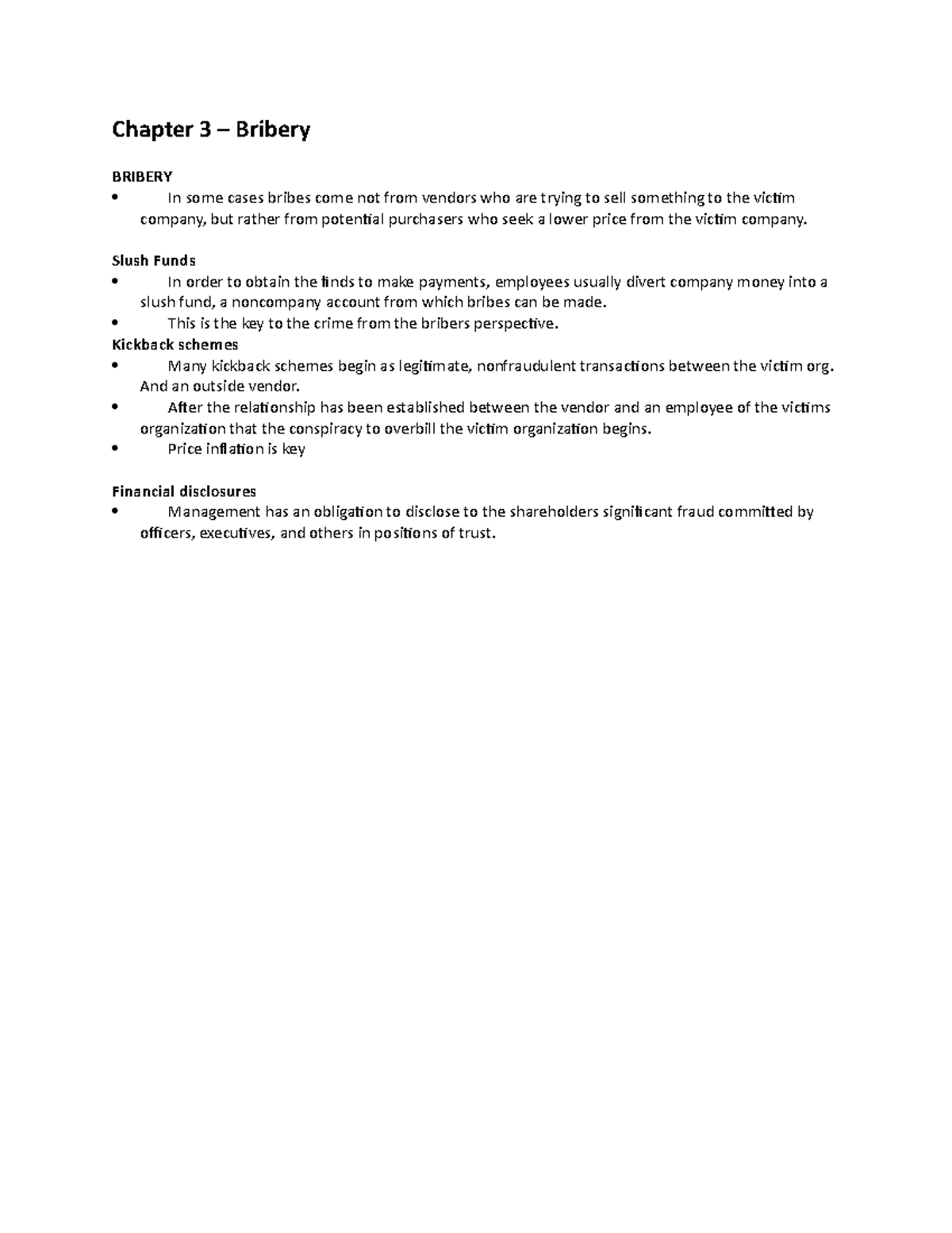 Bribery - Lecture notes Chapter 3 - Chapter 3 – Bribery BRIBERY In some ...