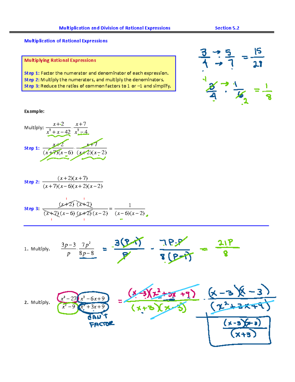 MAT 1033 6 2 2022 5 - Notes - Multiplication and Division of Rational ...