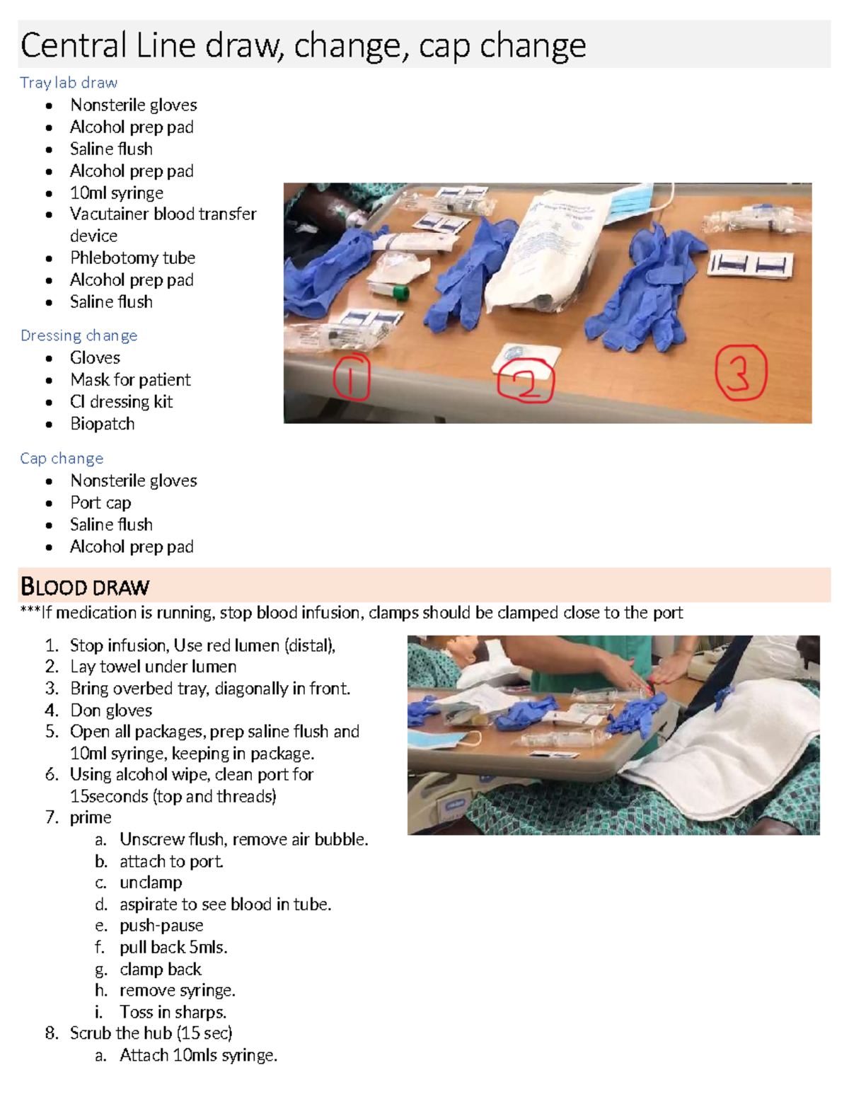 Central line change - Central Line draw, change, cap change Tray lab ...