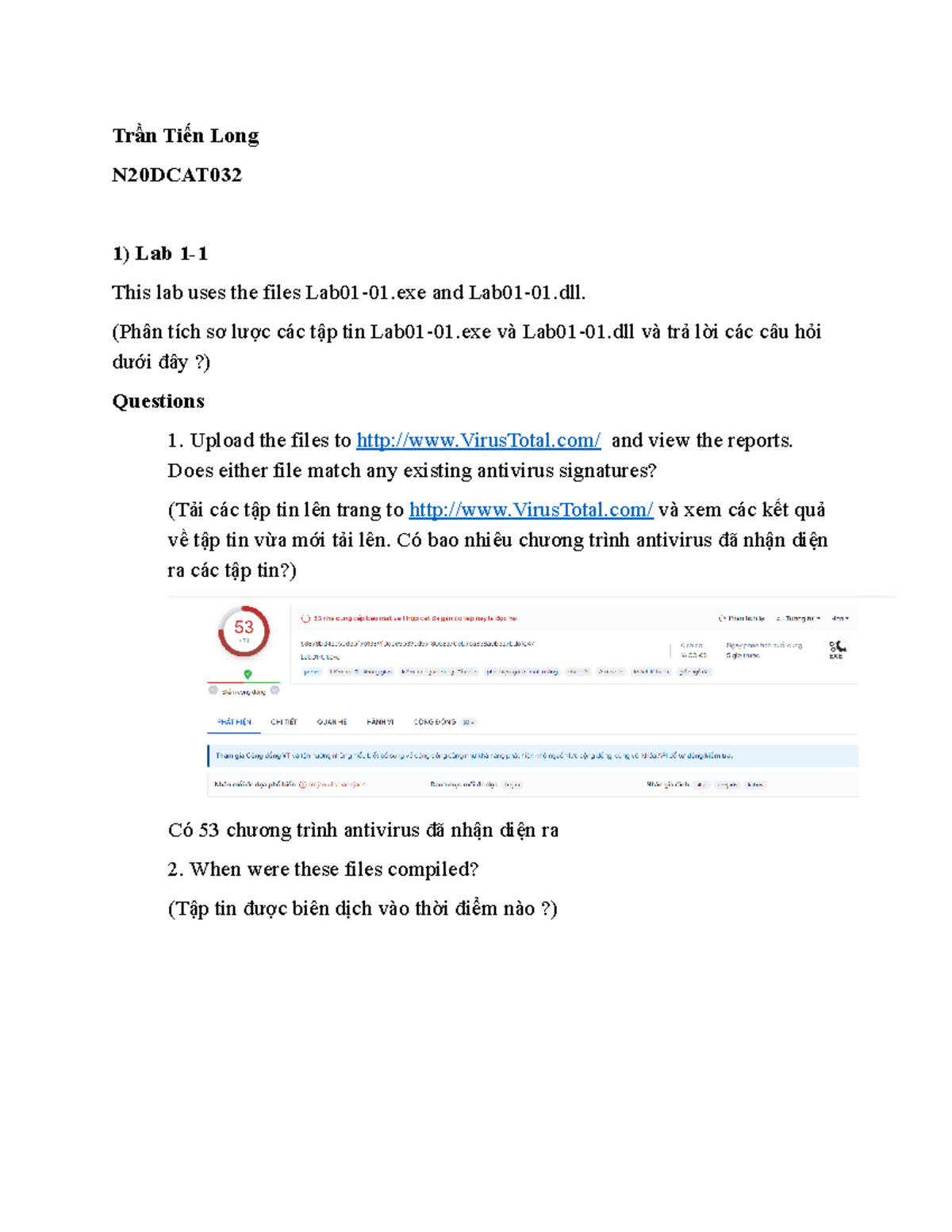 Lab2 - kkk - Trần Tiến Long N20DCAT Lab 1- This lab uses the files Lab01-01 and Lab01-01. (Phân ...
