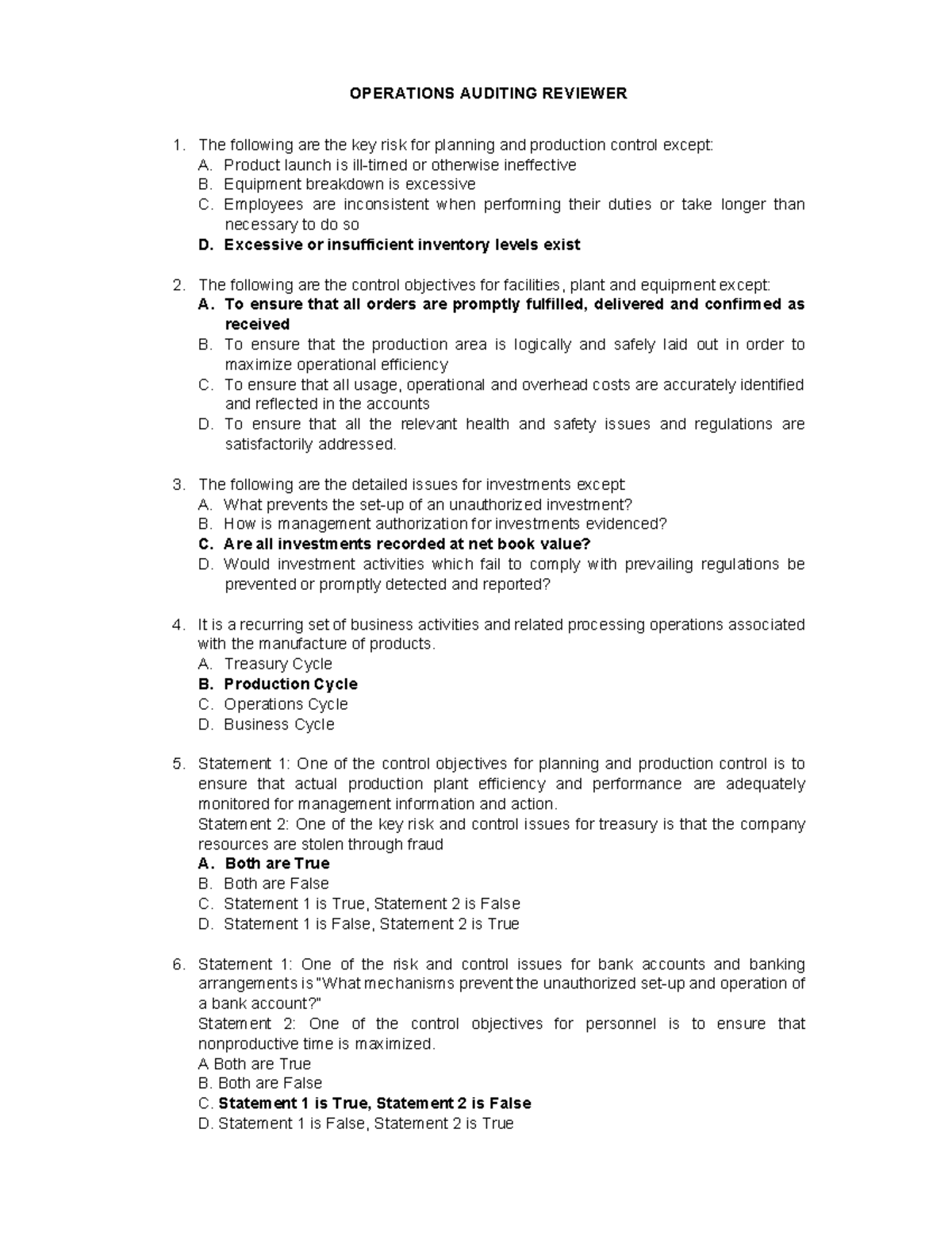 OA-Reviewer - Reviewer - OPERATIONS AUDITING REVIEWER The following are ...