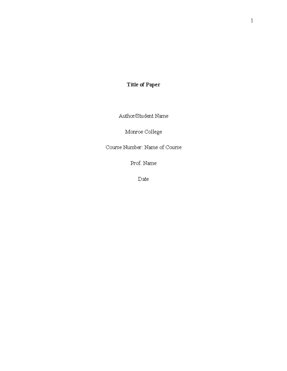 Template for APT Citation - Title of Paper Author/Student Name Monroe ...