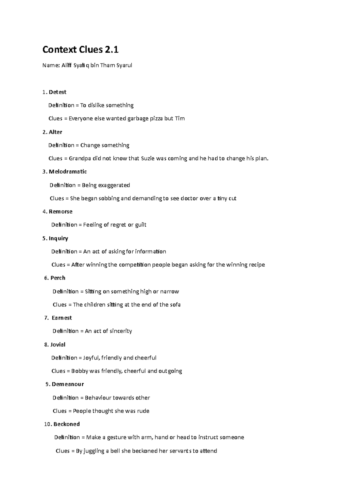 Context Clues 2 Context Clues 1 Practice Latihan 1.6 - ELC advanced ...