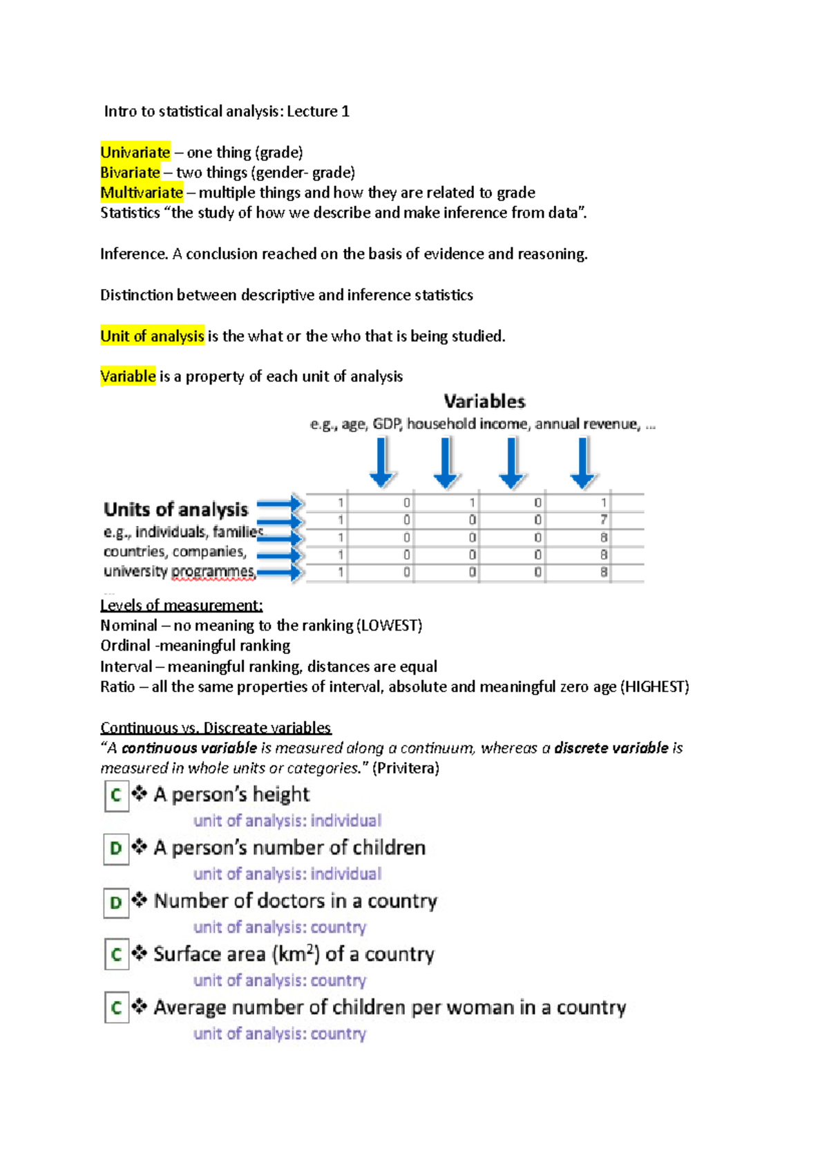 Introduction to statistical analysis (CM1005) - Intro to statistical ...