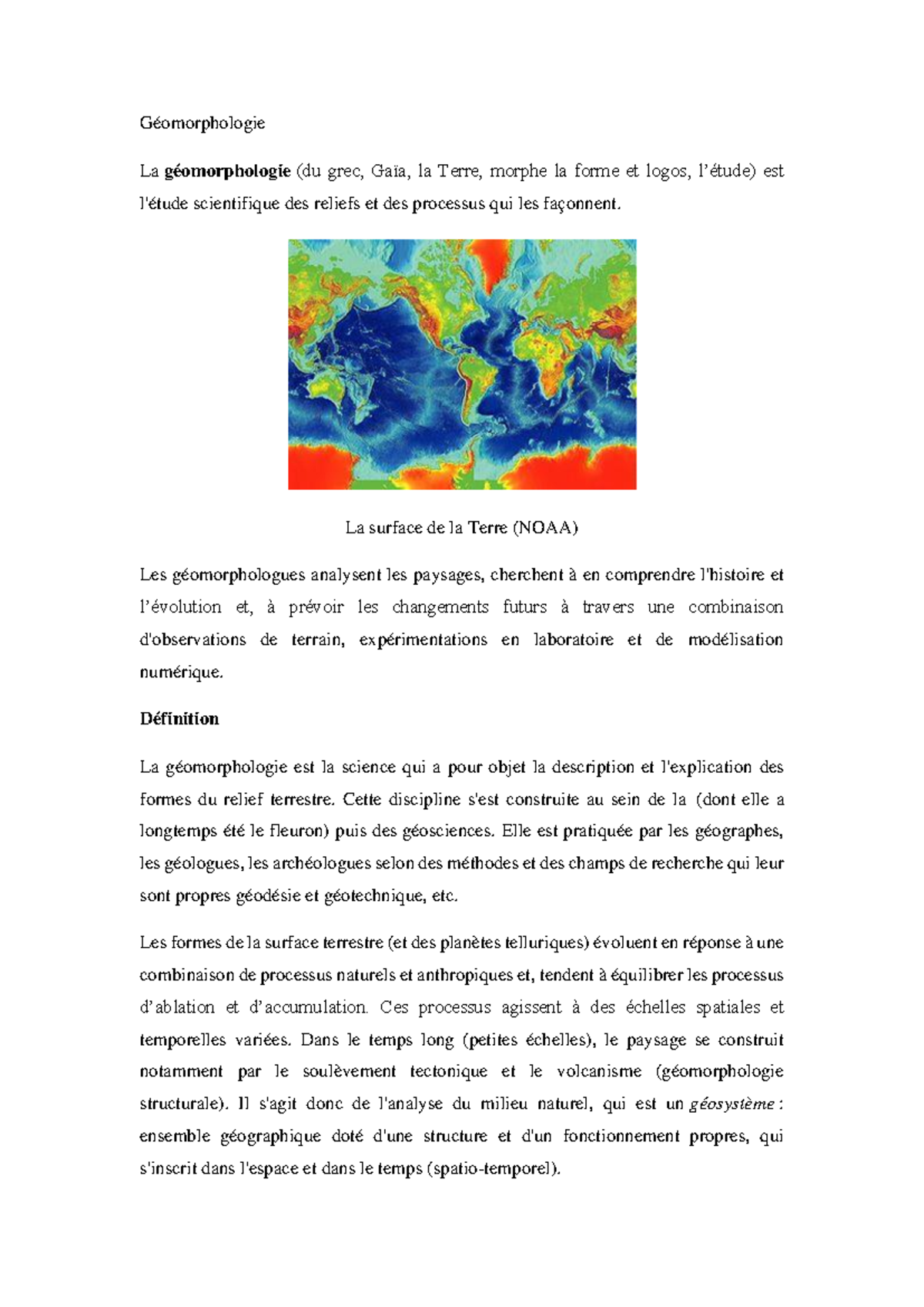 Geomorphologie cours 1 - Géomorphologie La géomorphologie (du grec ...