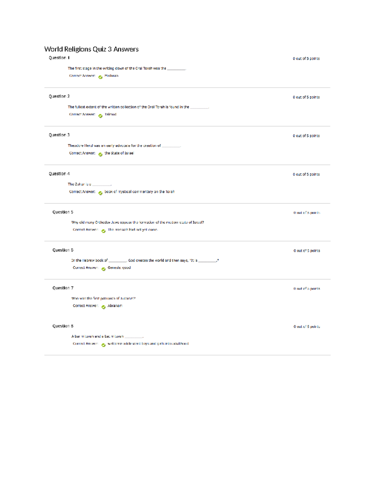 World Religions Quiz 3 Answers - GED5006 - World Religions Quiz 3 ...