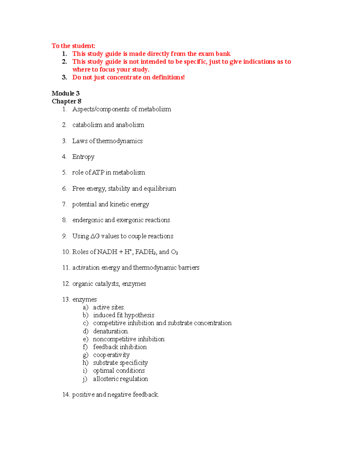Module 3E study guide - To the student: 1. This study guide is made ...