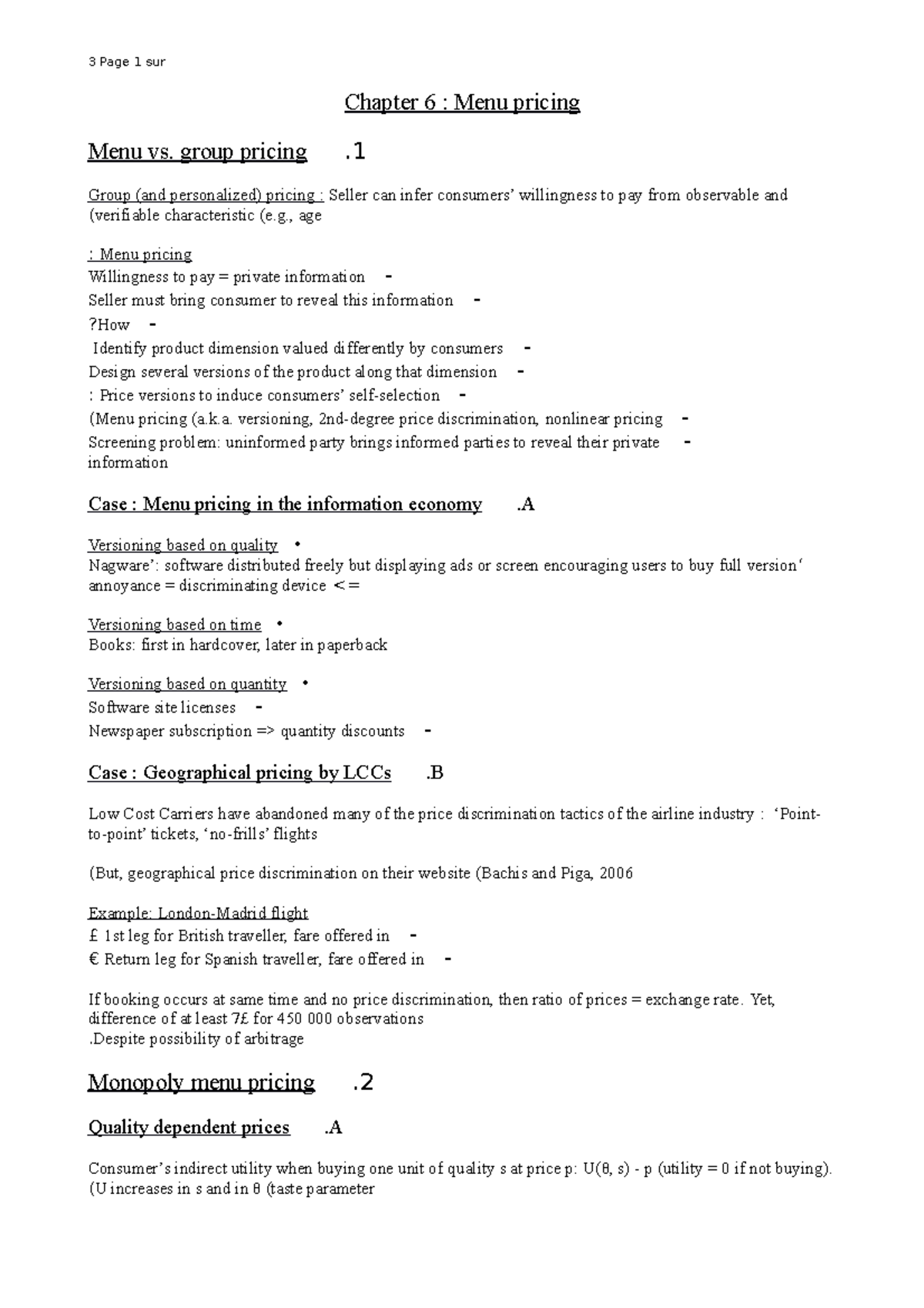 Chapitre 6 - 3 Page 1 sur Chapter 6 : Menu pricing Menu vs. group ...