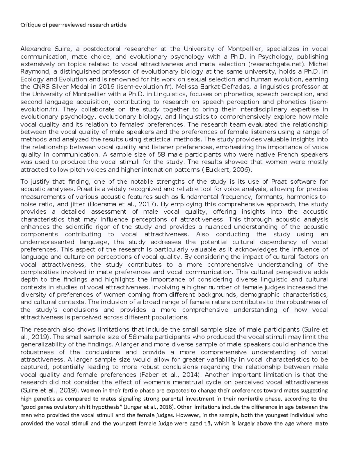 Critique - in Psychology, publishing extensively on topics related to ...