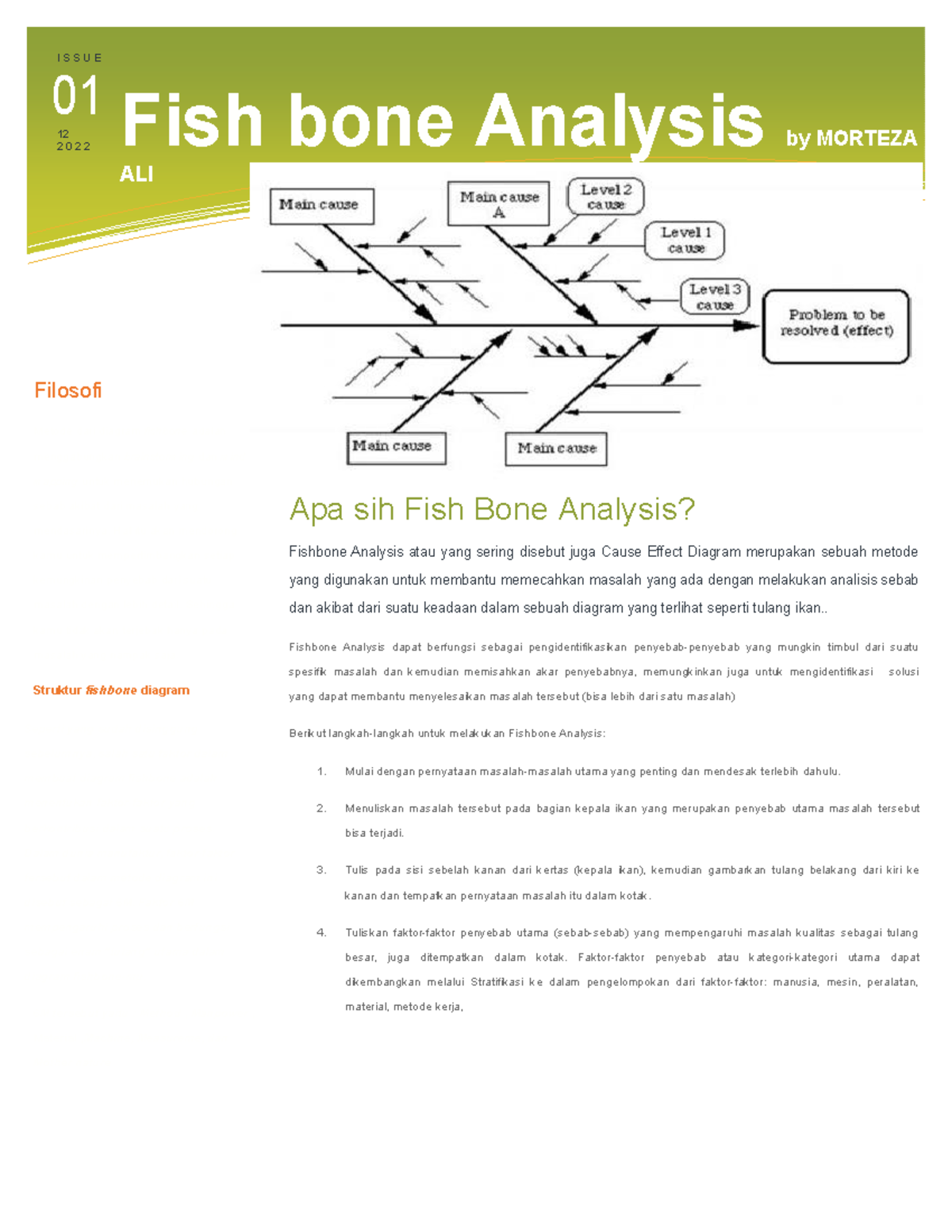 Tugas Fish Bone Analysis Morteza Ali - I S S U E 01 12 2 0 2 2 Fish bone Analysis by MORTEZA ALI ...