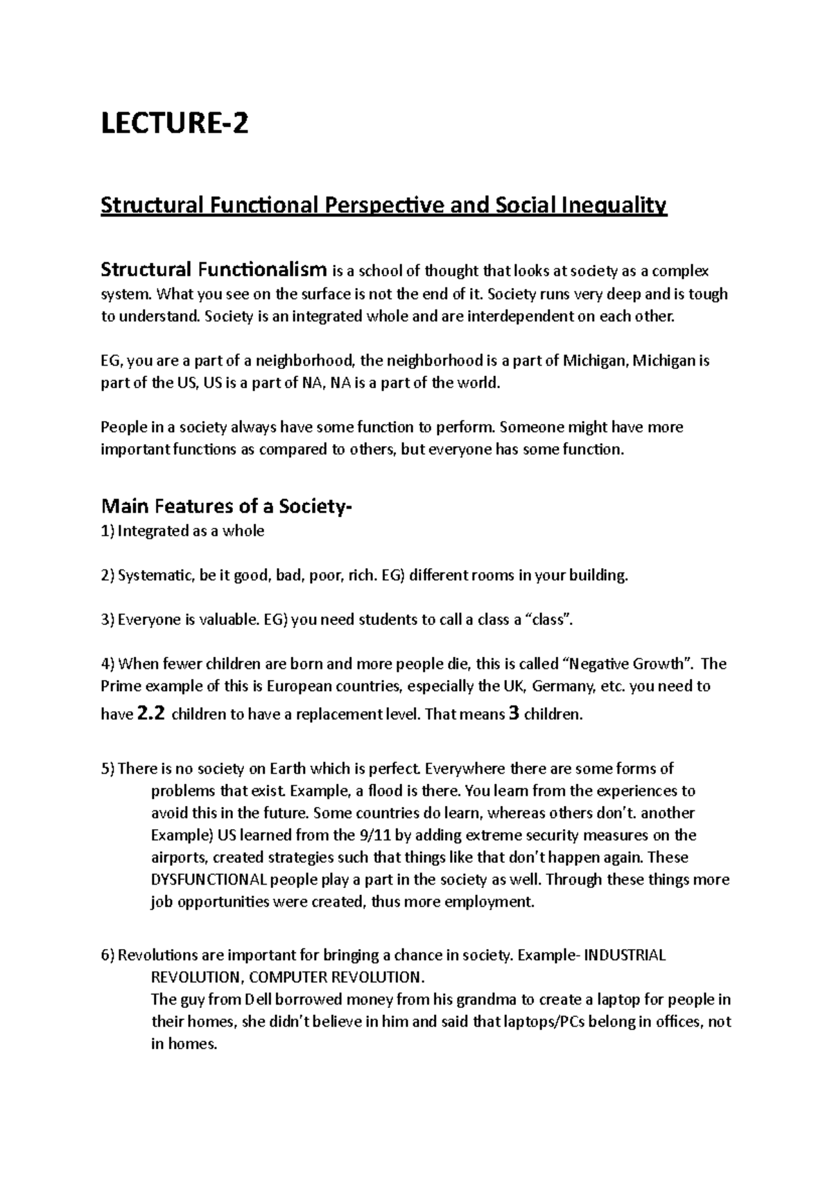 Lecture 2 - LECTURE- Structural Functional Perspective and Social ...