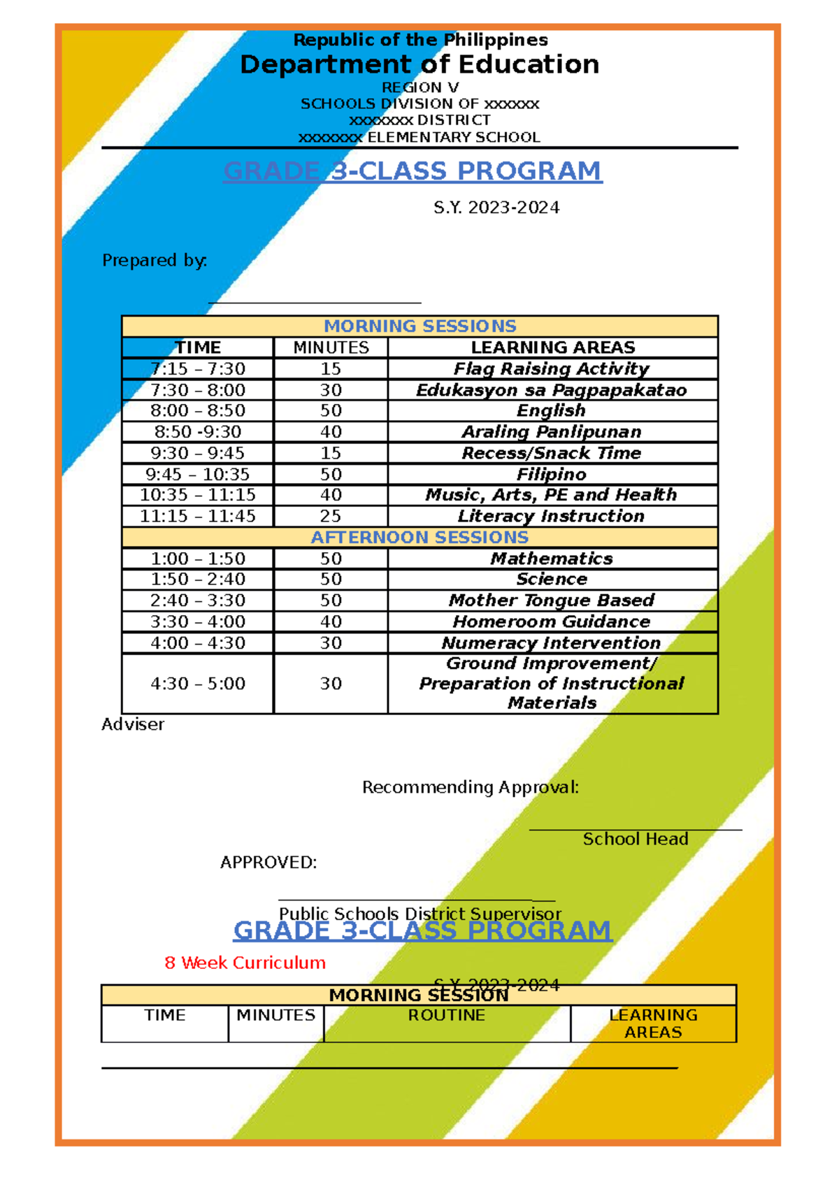 Grade 3 Class Program Republic Of The Philippines Department Of