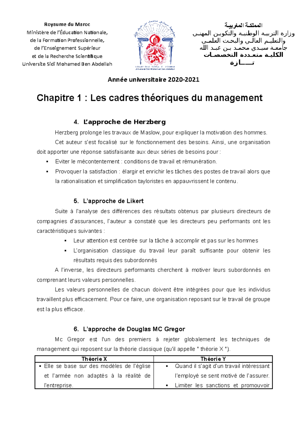 Séance 4 Management - Année universitaire 2020- Chapitre 1 : Les cadres ...