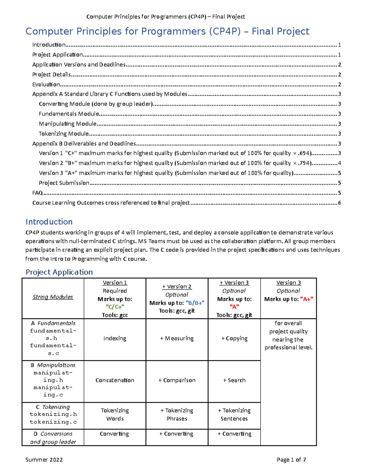 Final Project Overview - Computer Principles for Programmers (CP4P) – Final Project - Studocu