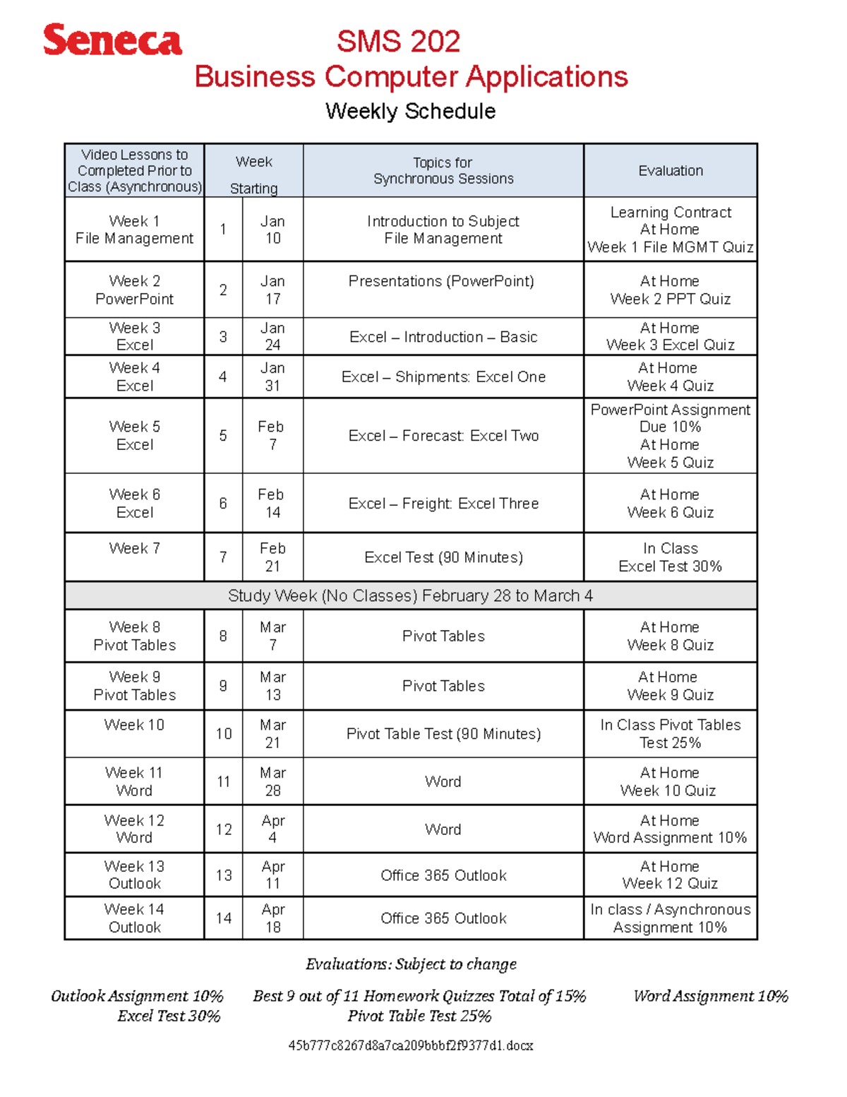 SMS 202 Weekly Schedule v211110 Win 2022 - SMS 202 Business Computer ...
