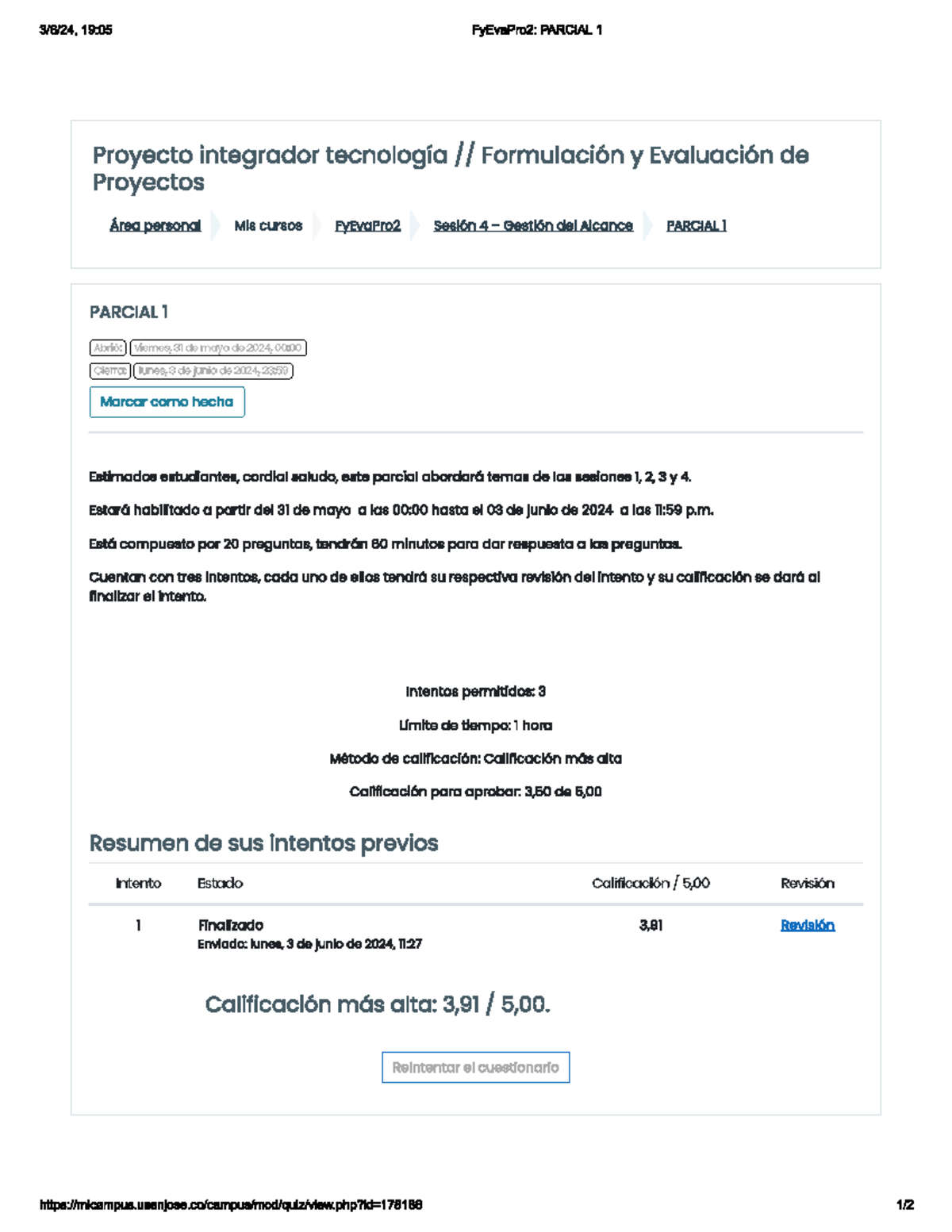 Parcial 1 evaluacion de proyectos - formulacion y evaluacion de proyectos - Studocu