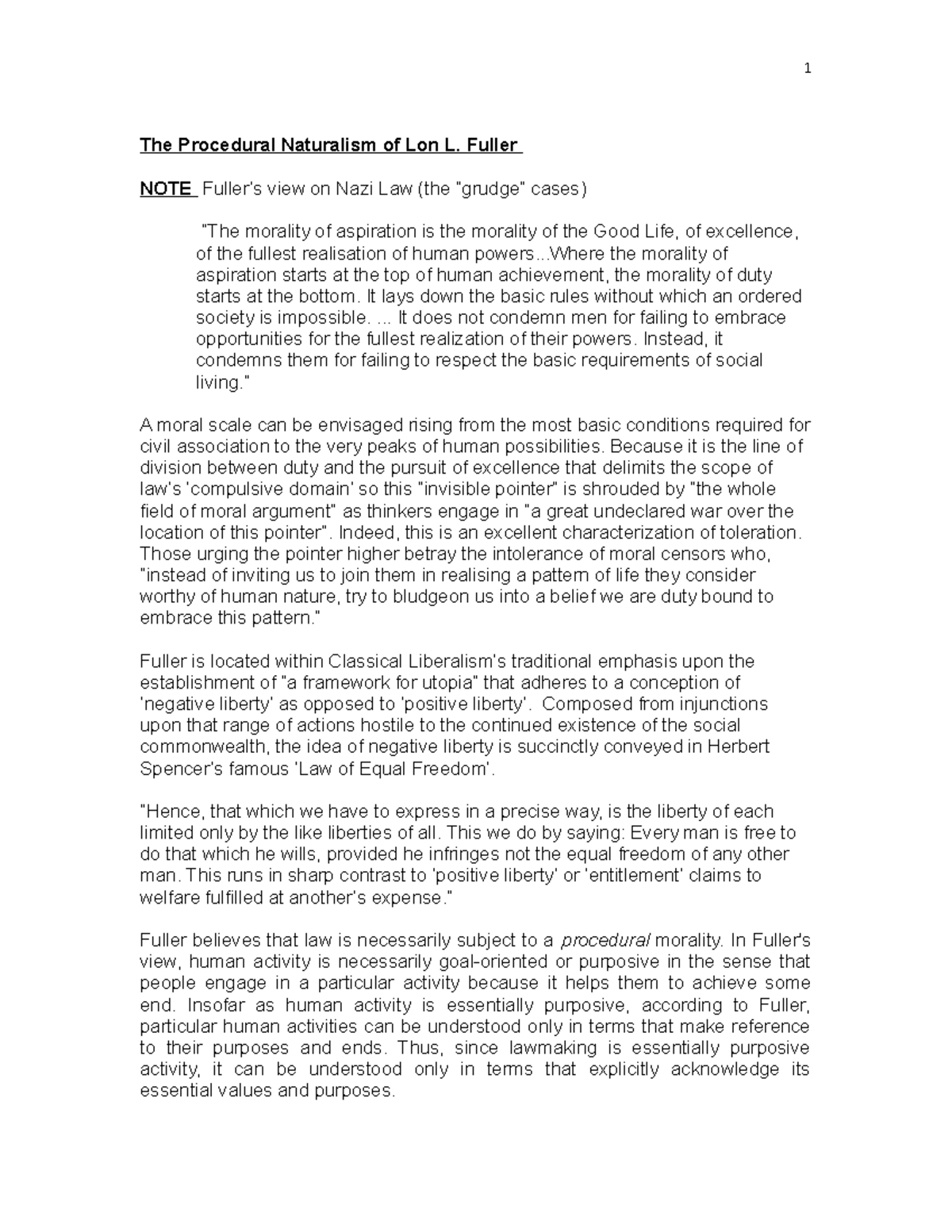 The Procedural Naturalism Fuller - 1 The Procedural Naturalism of Lon L ...