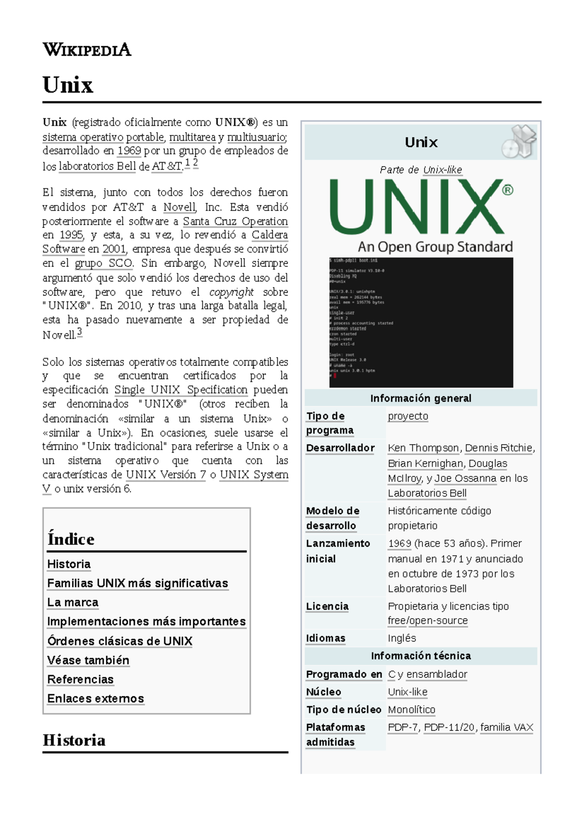Unix - software libre - Unix Parte de Unix-like Información general Tipo de programa proyecto ...