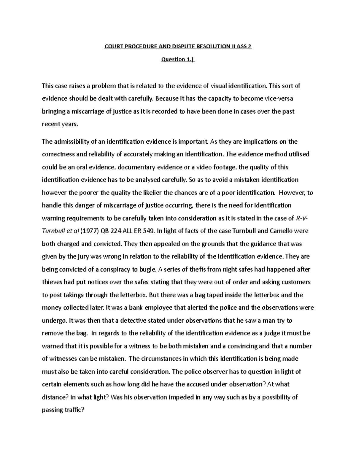 Court Procedure AND Dispute Resolution II ASS 2 - COURT PROCEDURE AND DISPUTE RESOLUTION II ASS ...