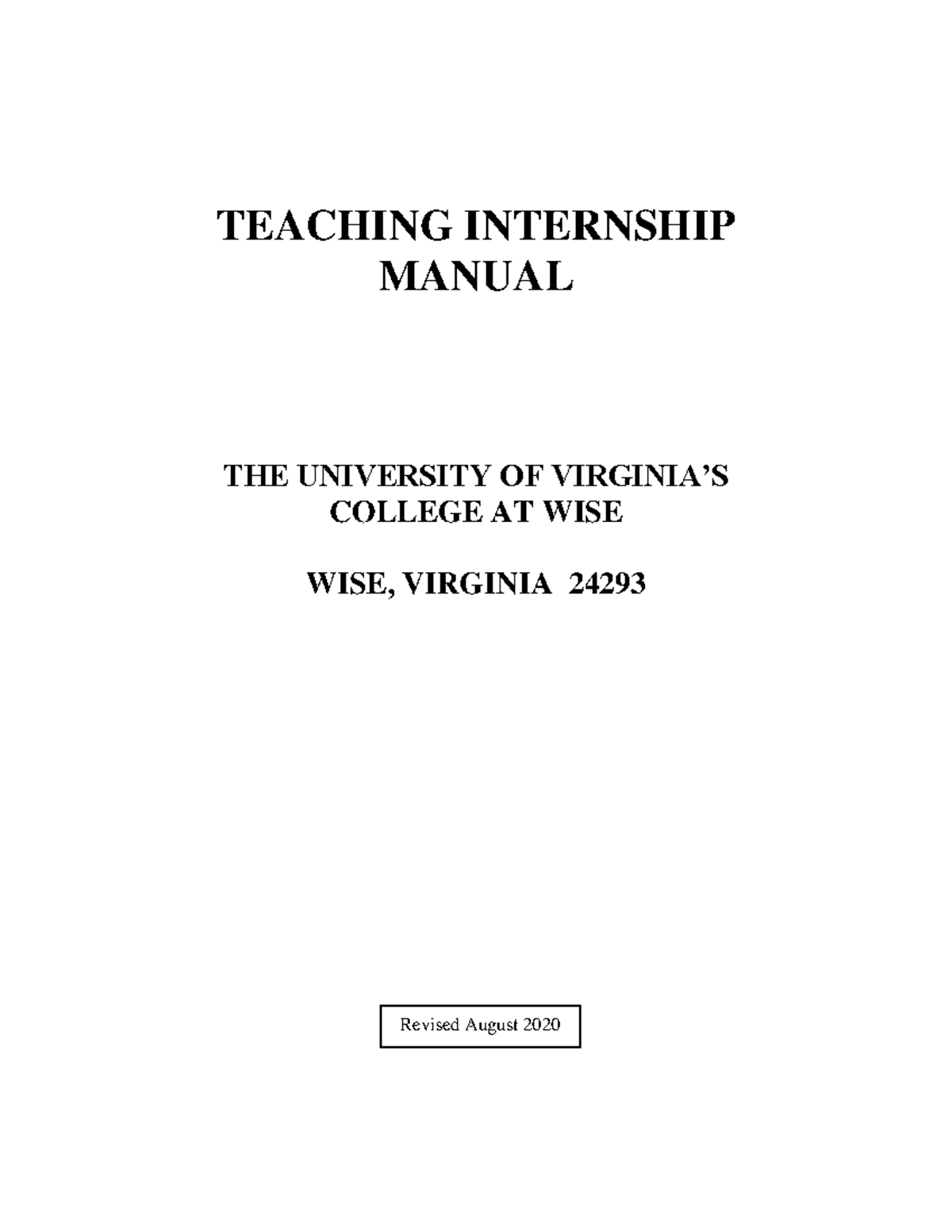 Teaching Internship Manual 2020 - TEACHING INTERNSHIP MANUAL THE ...