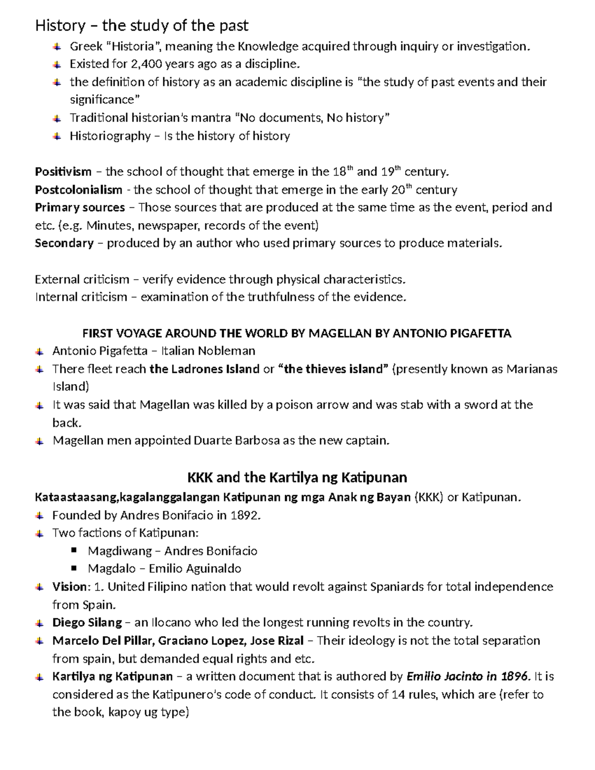 Philippine History Reviewer 1 - History – the study of the past Greek ...