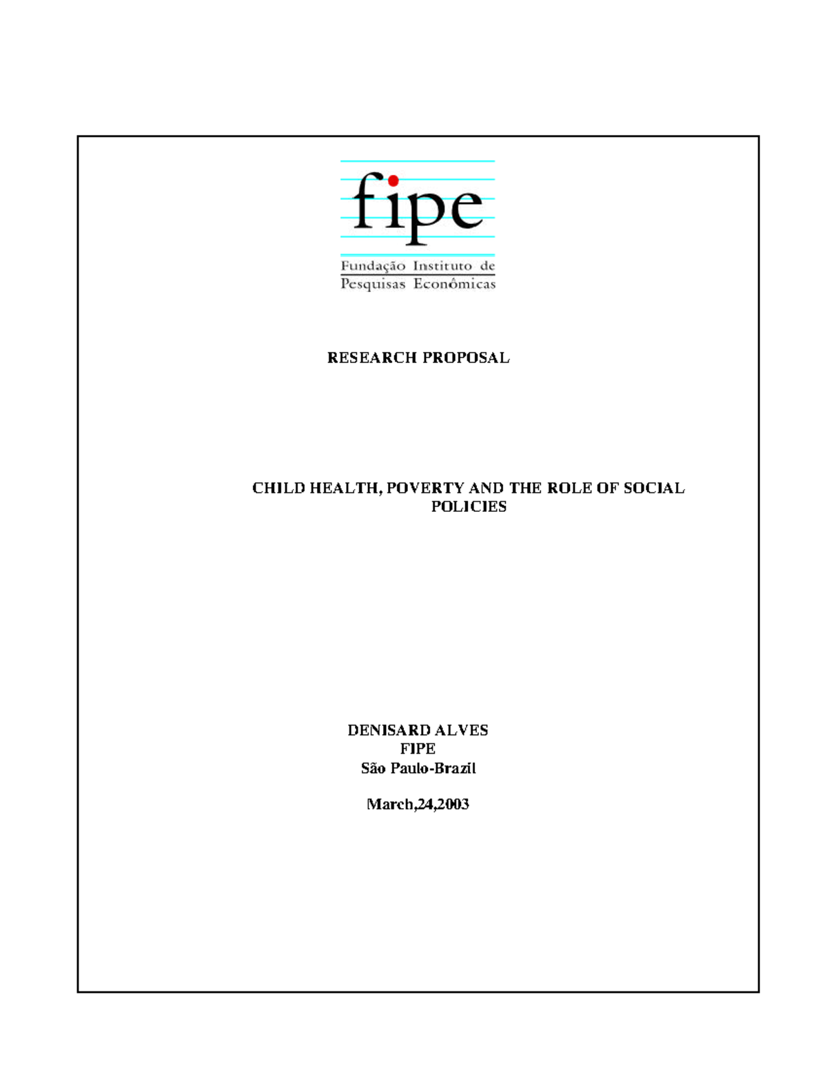 Social Policies Research Proposal Template - RESEARCH PROPOSAL CHILD ...