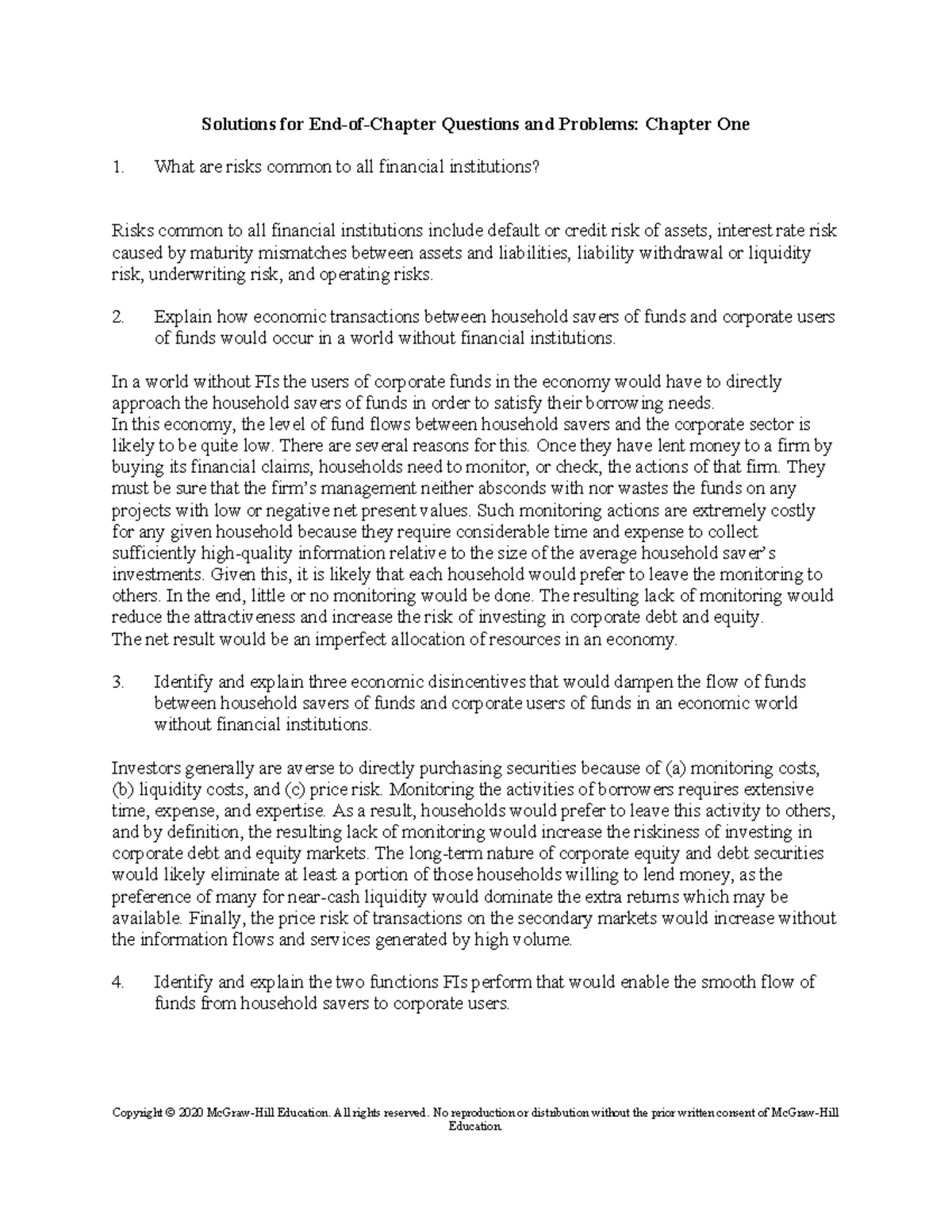 Saunders FIM 10e SM CH01 - Solutions for End-of-Chapter Questions and Problems: Chapter One 1 ...