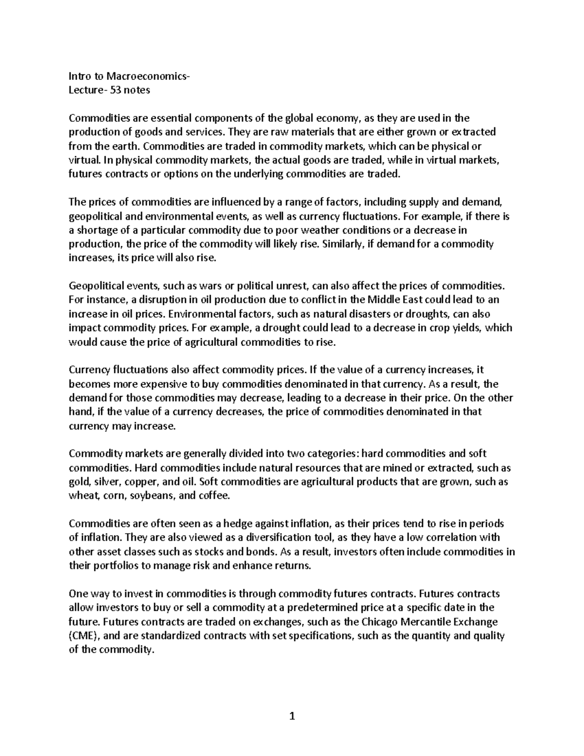 Intro To Macroeconomics Lecture 53 Notes 1 Intro To Macroeconomics Lecture 53 Notes